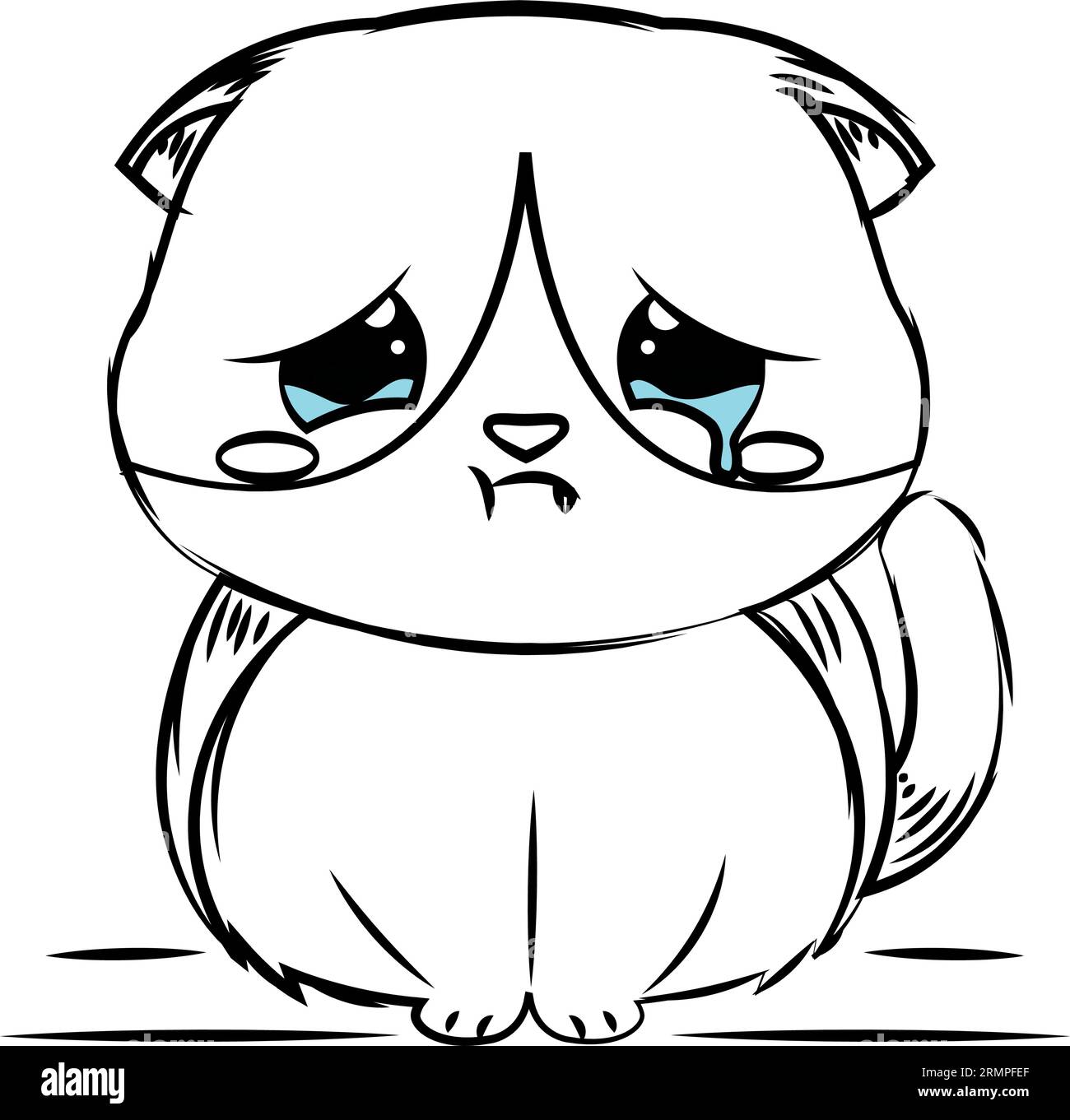 Isolated cute sketch of a crying cat character Vector Stock Vector ...