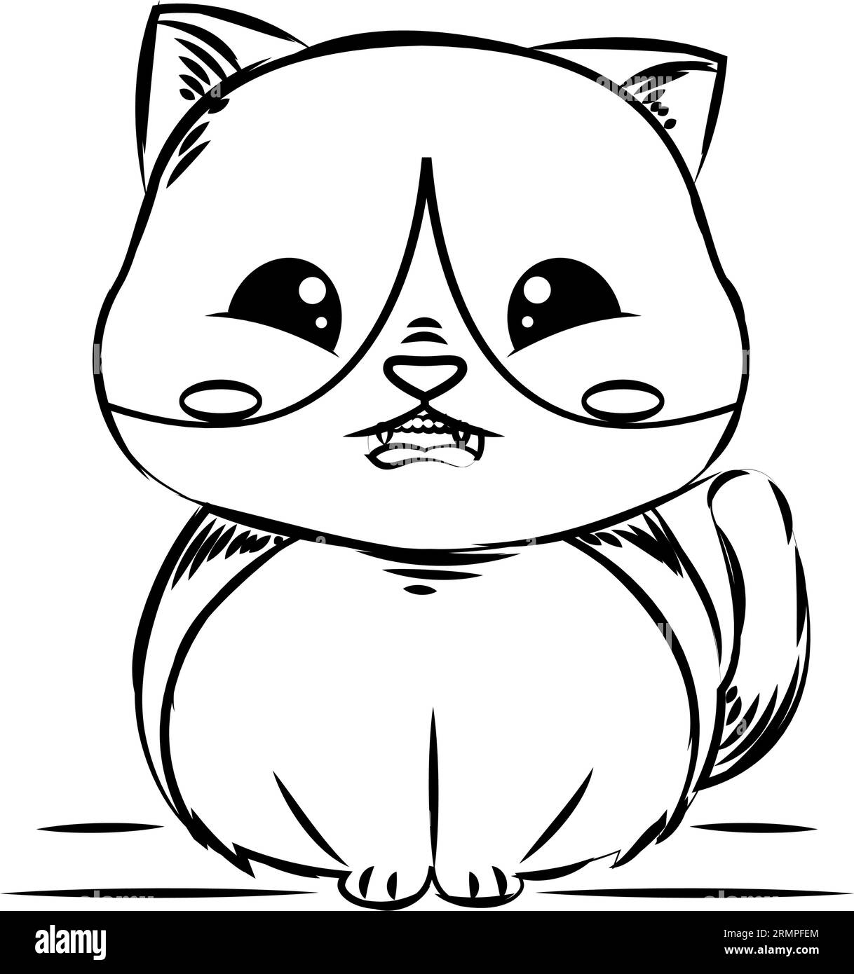 Isolated cute sketch of a worried cat character Vector Stock Vector ...