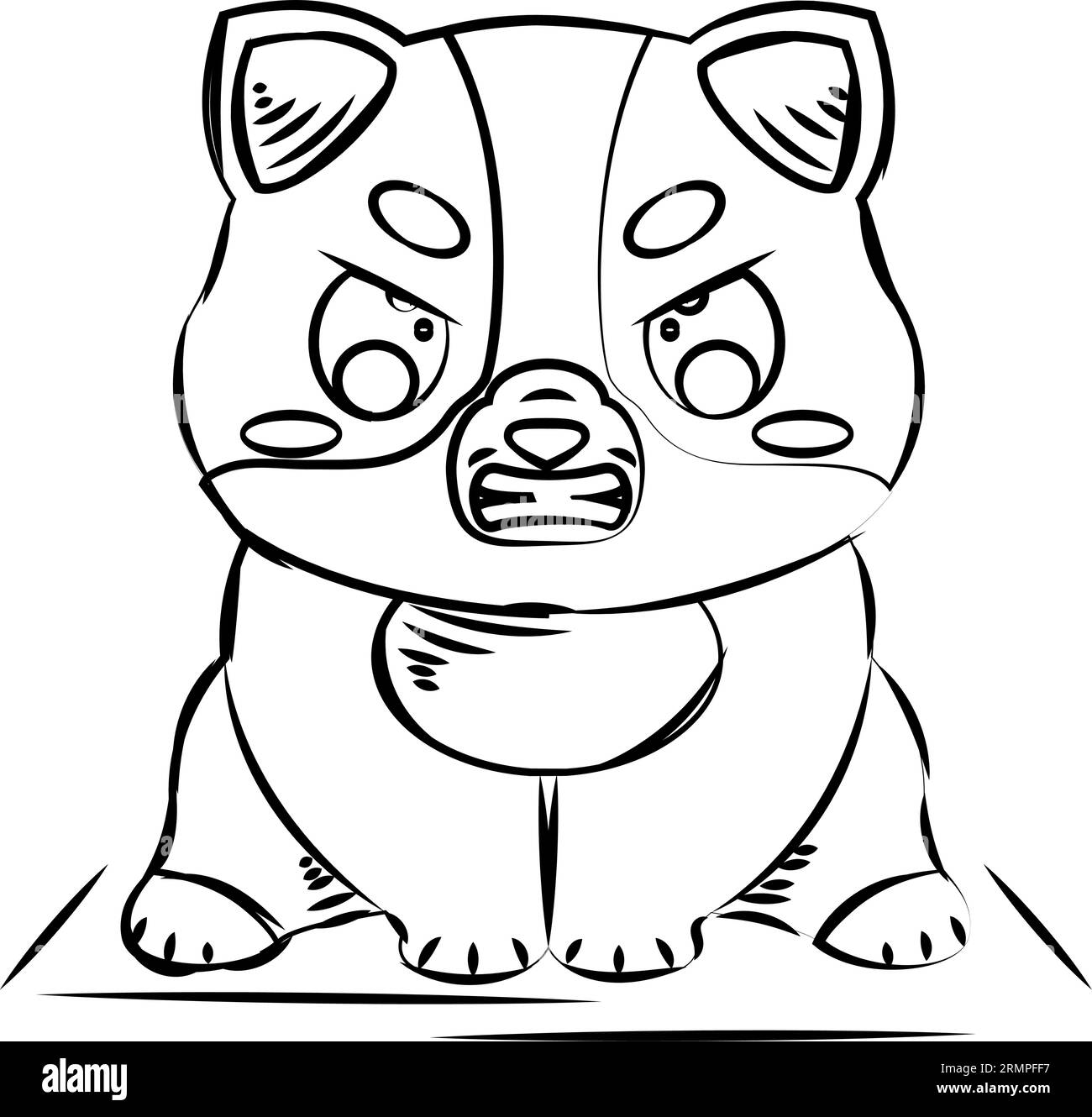 Isolated cute sketch of an angry dog character Vector Stock Vector ...