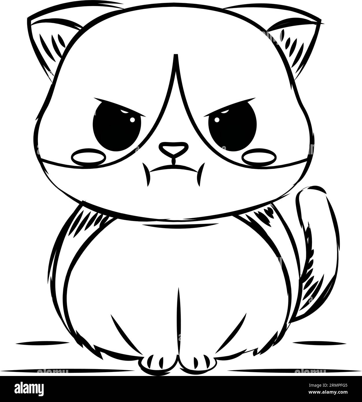 Isolated cute sketch of an angry cat character Vector Stock Vector ...
