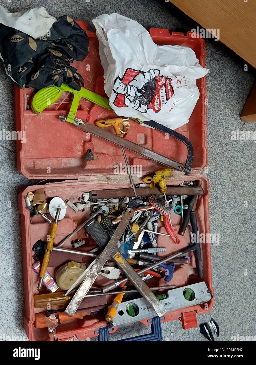 Cairo, Egypt, August 24 2023: Portable toolbox with various set of ...