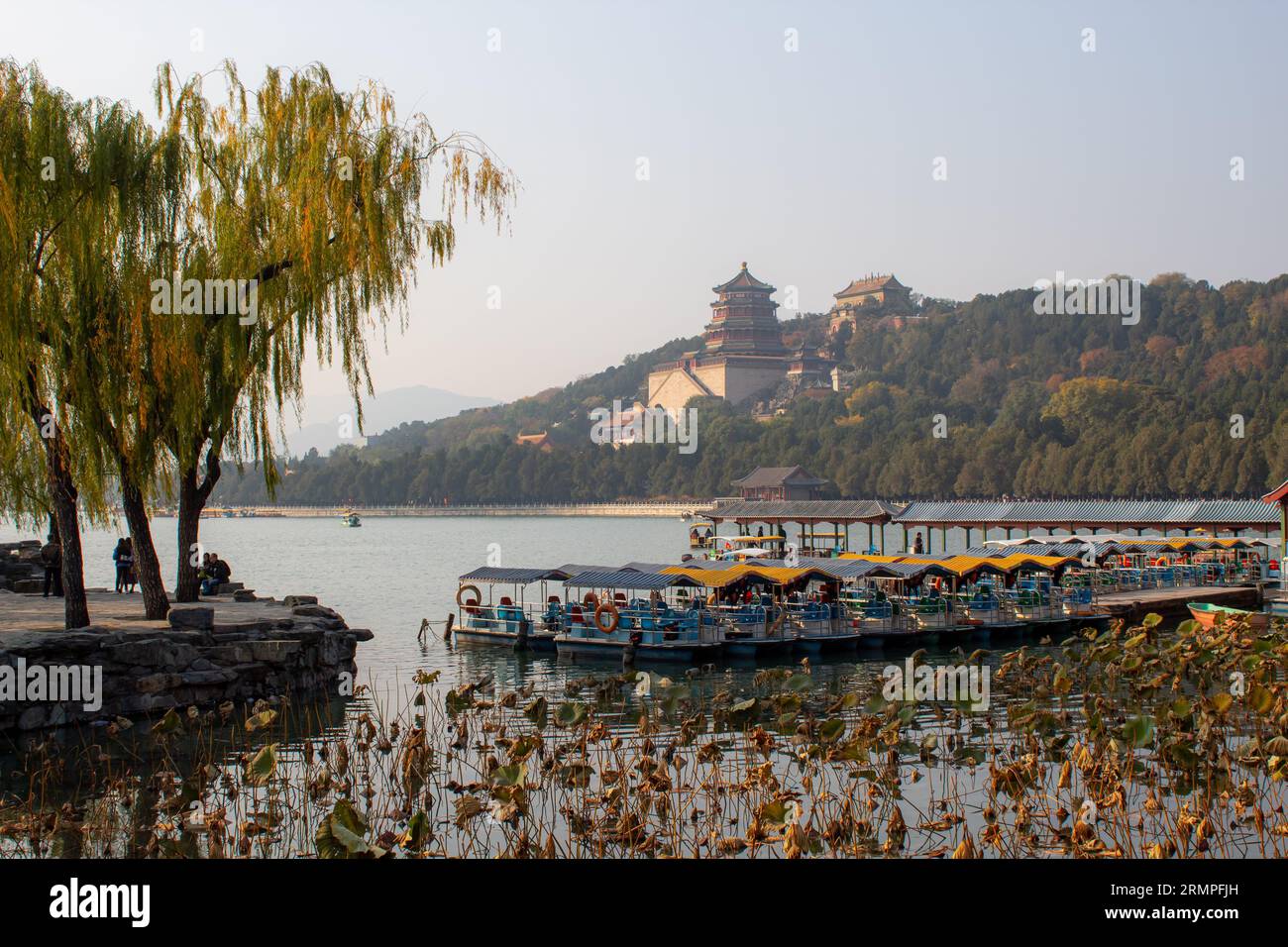 Boats at the The Summer Palace landscape in Beijing, Chinese imperial ...