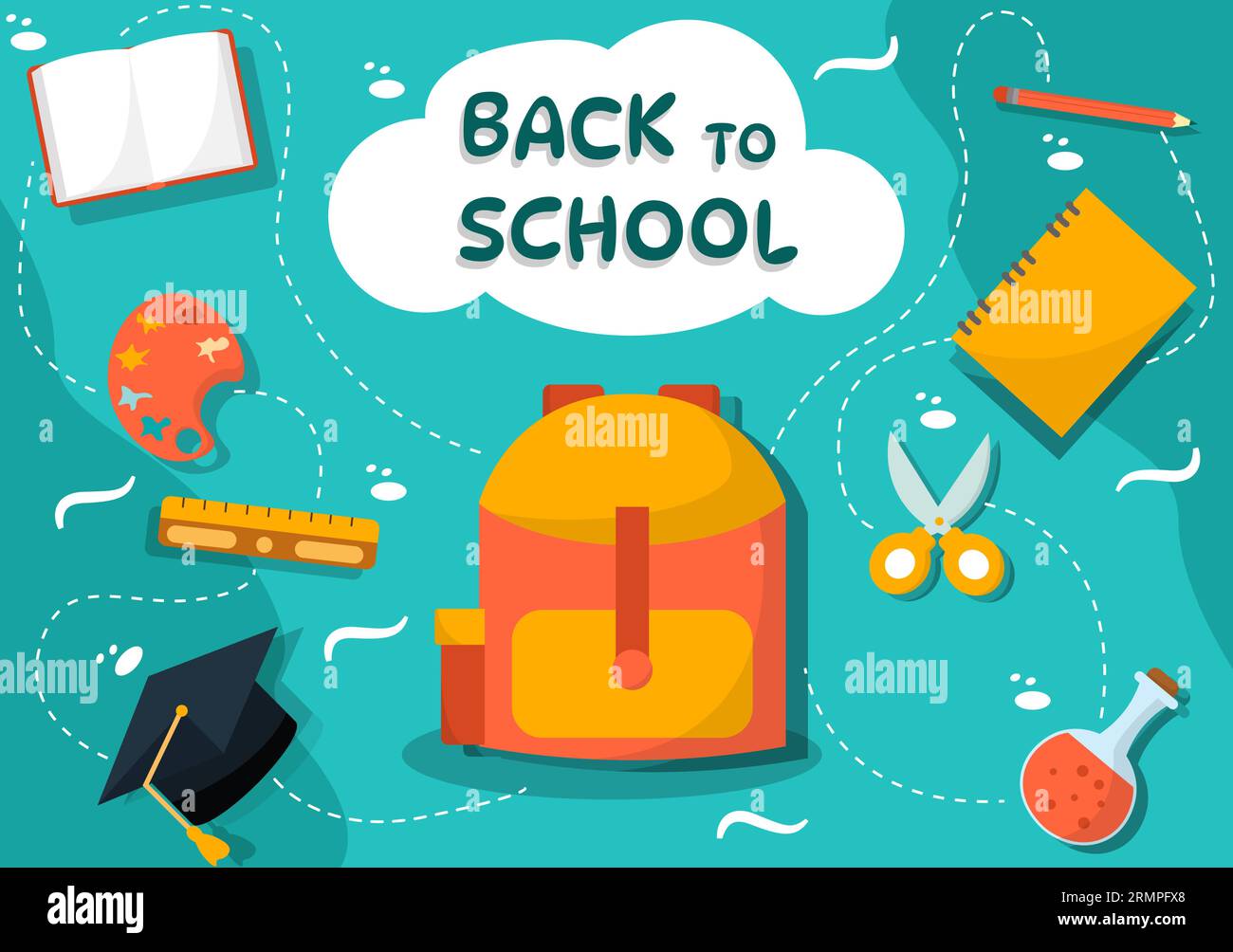Back to School Vector Illustration with Schools Elements and Learning ...