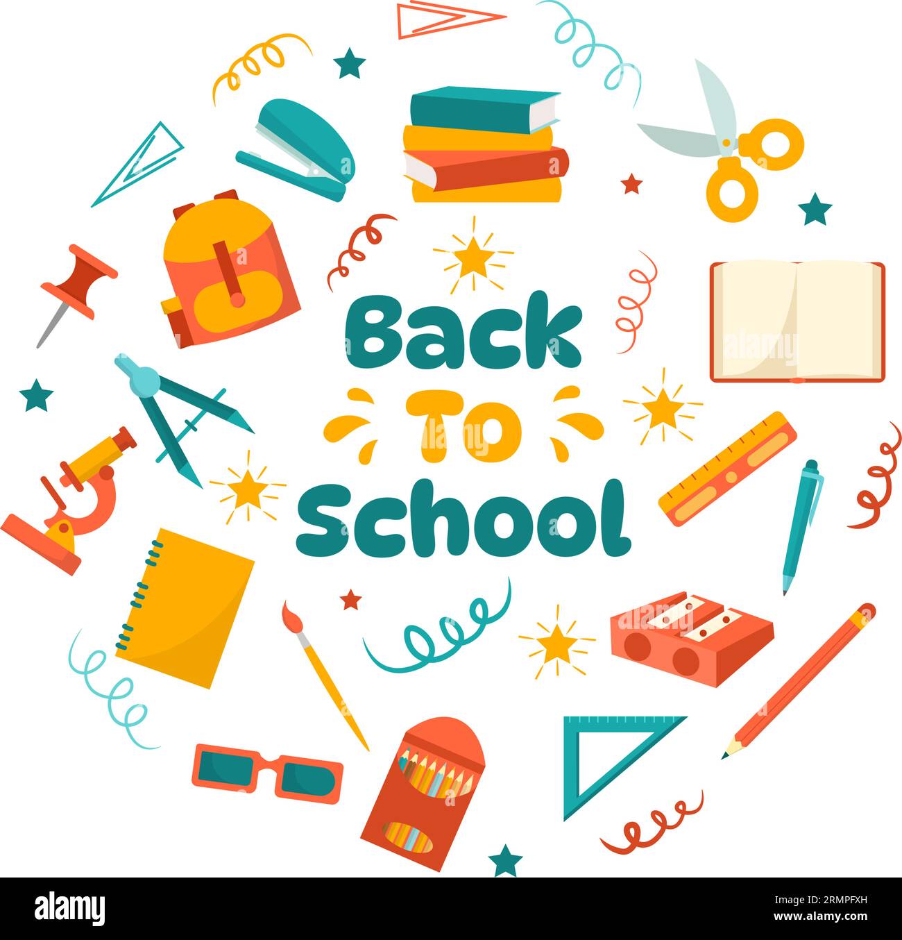Back to School Vector Illustration with Schools Elements and Learning ...
