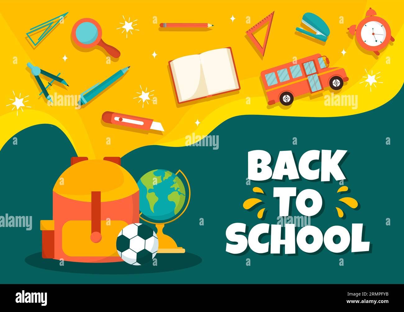 Back to School Vector Illustration with Schools Elements and Learning Equipment for Education ...