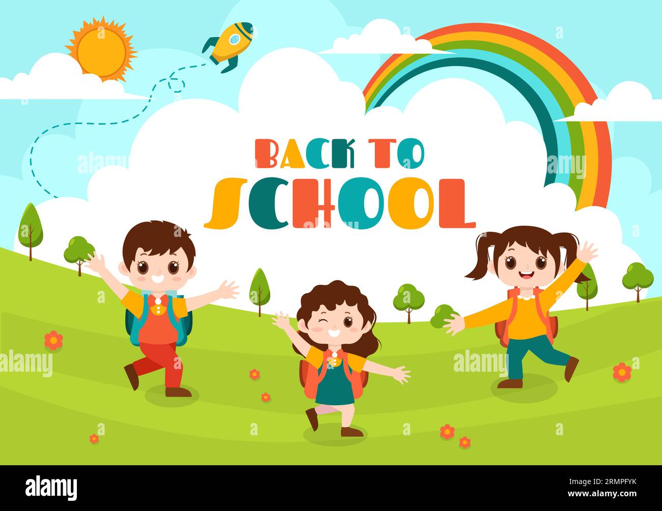 Back to School Vector Illustration with Schools Elements and Learning Equipment for Education ...