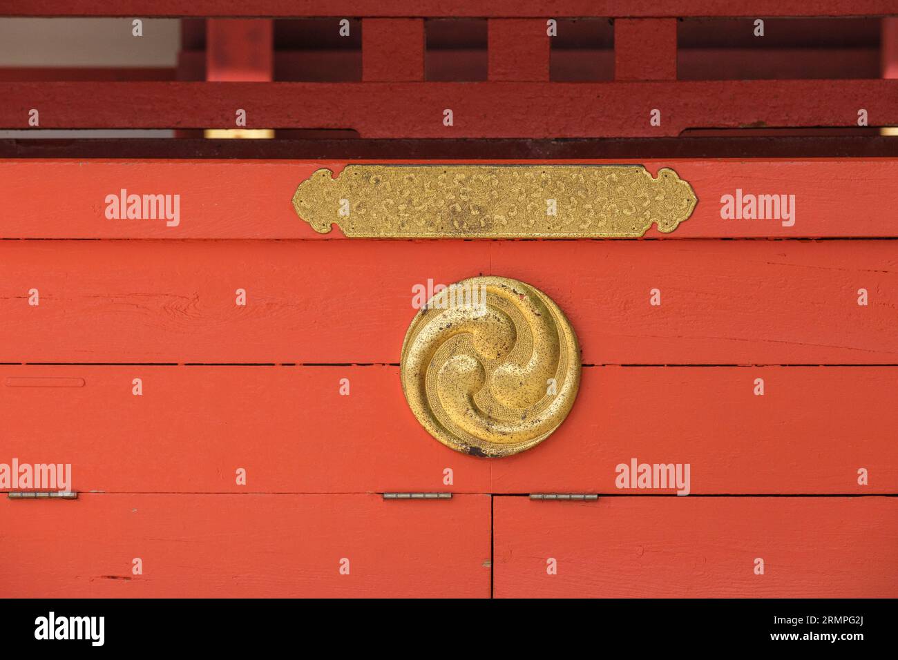 Japan, Kyushu. Triple tomoe, symbol of Hachiman, at the Usa Jingu ...