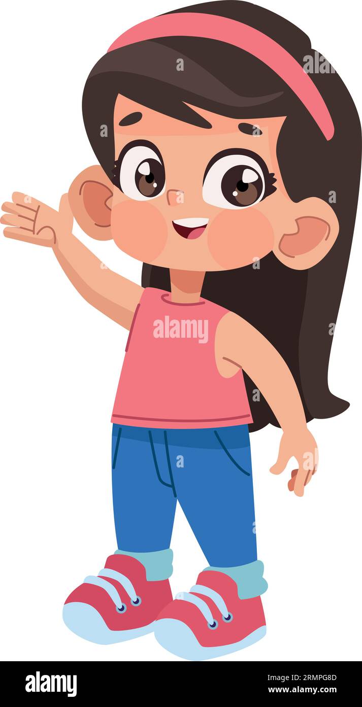 cartoon girl waving hand, icon isolated Stock Vector Image & Art - Alamy