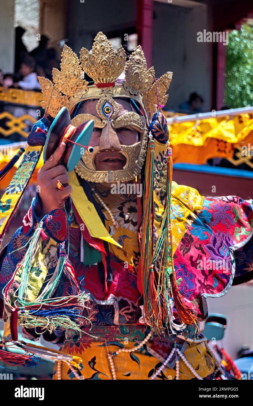 Masked monk dancing at the Takthok Tsechu festival, Sakti, Ladakh ...