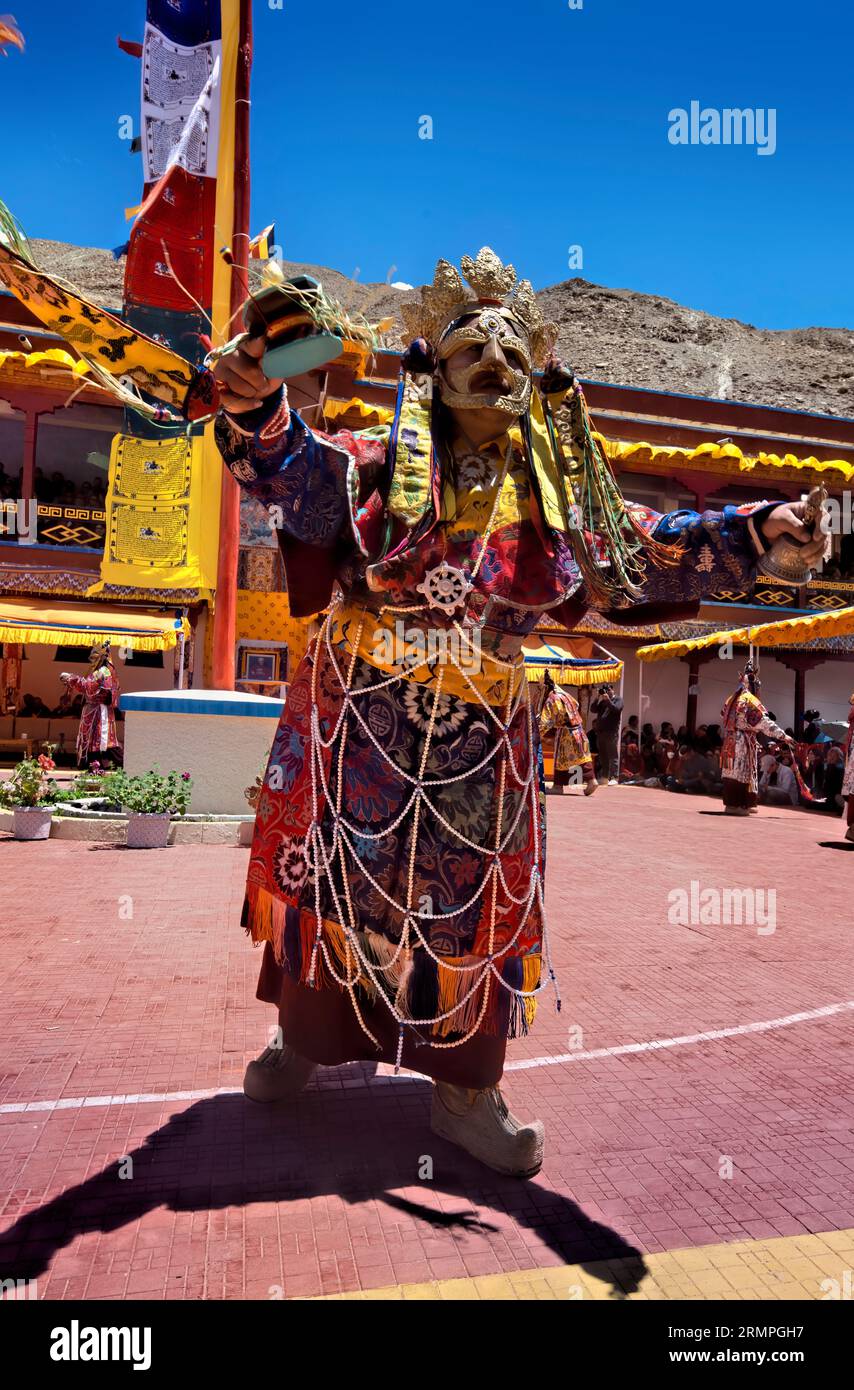 Masked monk dancing at the Takthok Tsechu festival, Sakti, Ladakh ...