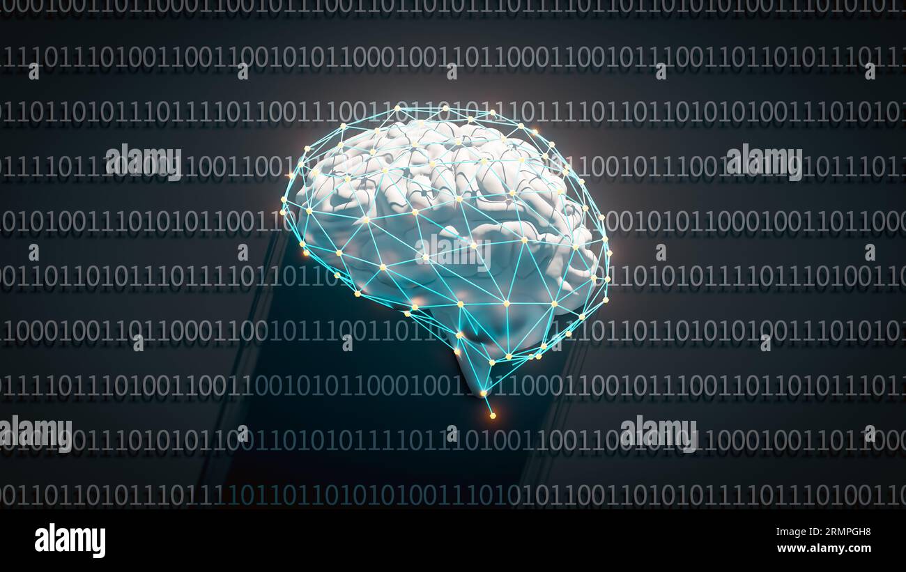 Artificial Intelligence Digital Brain Concept background, 3d rendering ...
