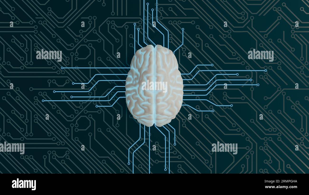 Artificial Intelligence Digital Brain Concept background, 3d rendering ...
