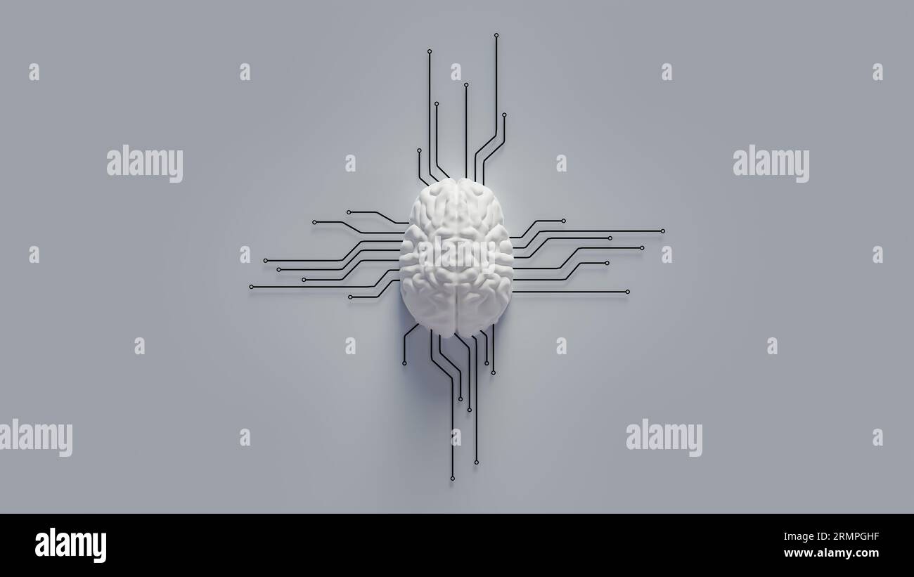Artificial Intelligence Digital Brain Concept background, 3d rendering ...