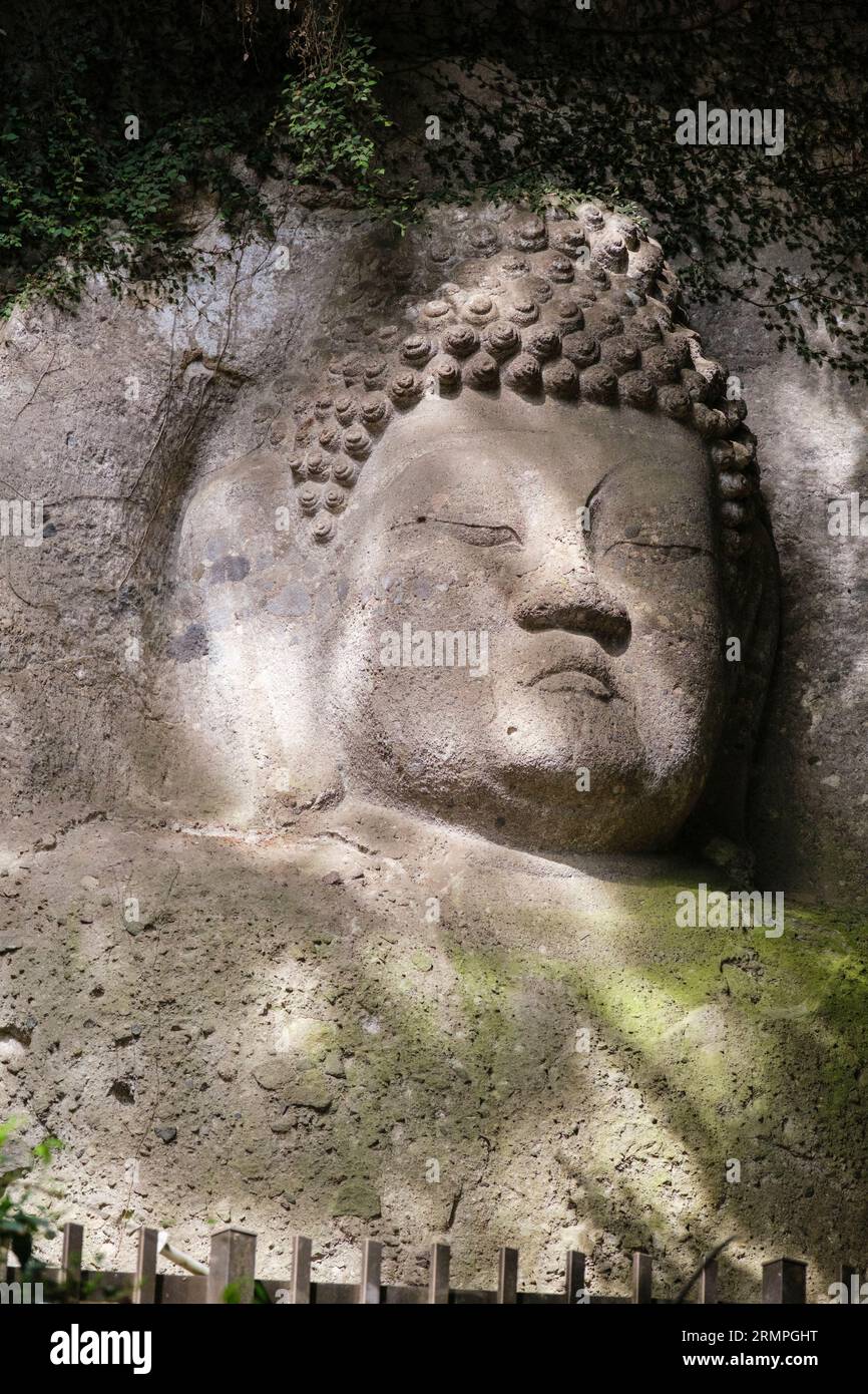 Japan, Kyushu, Kunisaki Peninsula. Kumano Magaibutsu, Buddhist ...