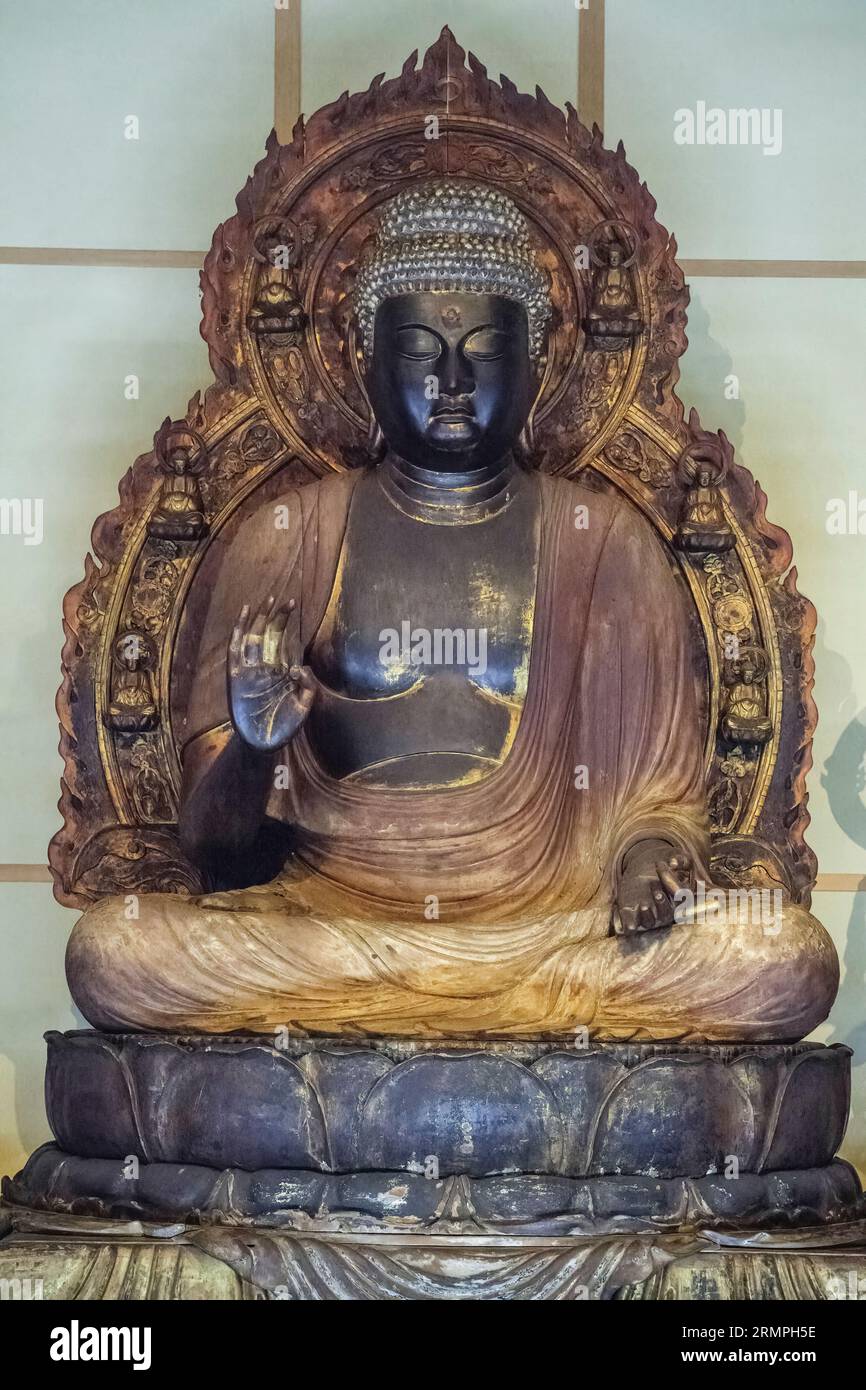 Japan, Kyushu. Makiodo Temple, Statue of Amida Nyorai Buddha Stock ...