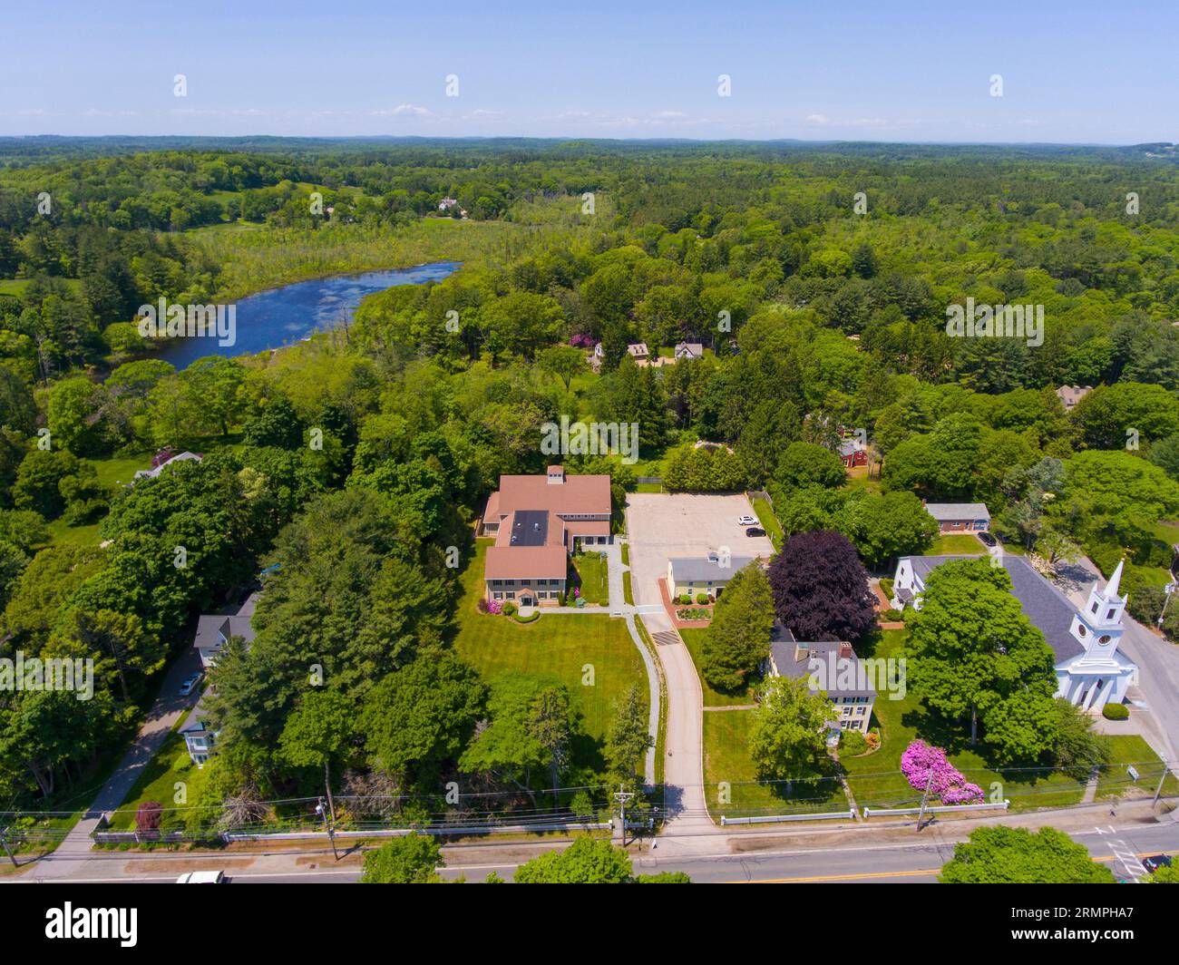 South Hamilton and rural landscape aerial view including First ...