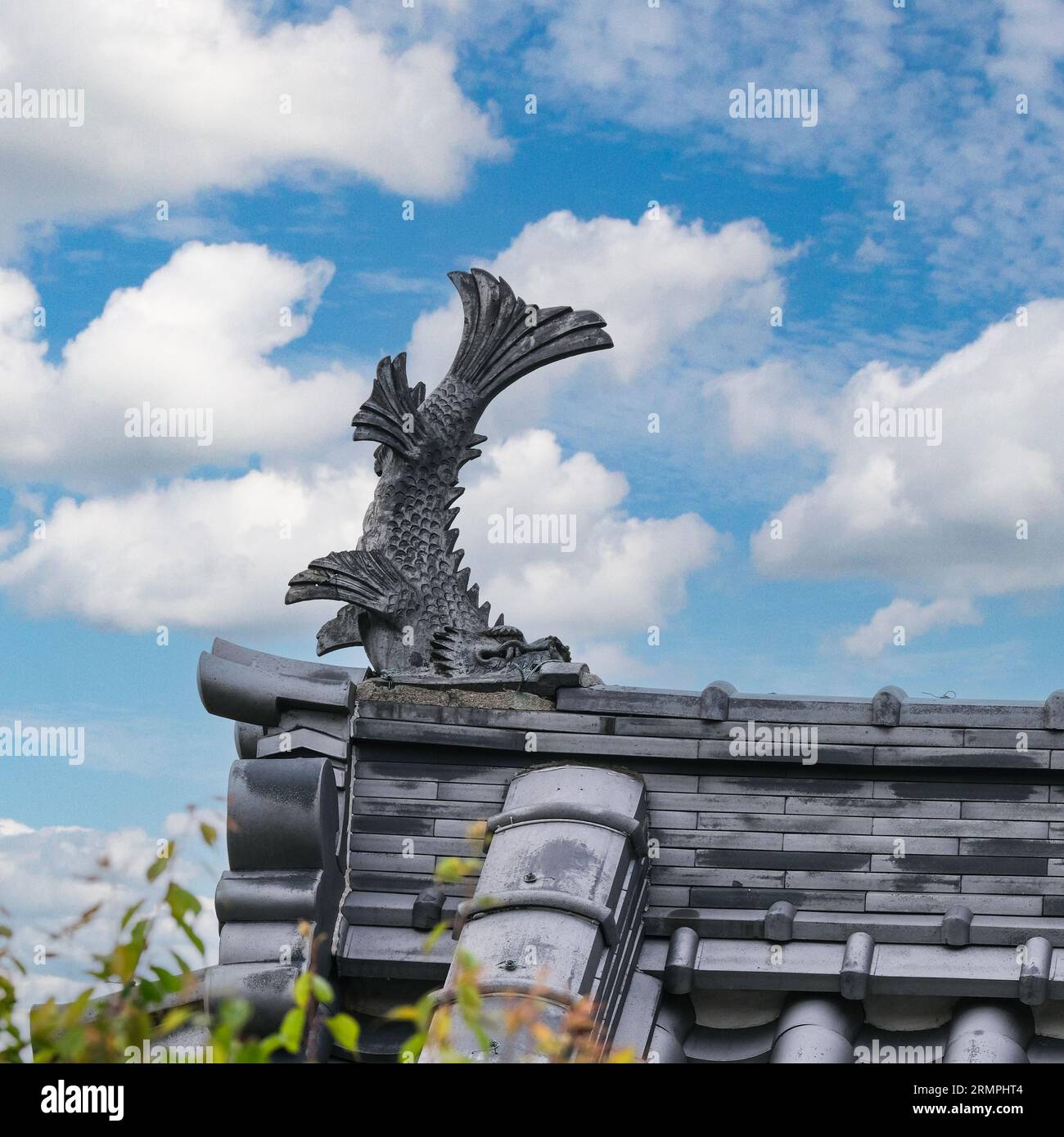 Japan, Kyushu. Imi. Roof Fish Decoration. Because fish live in water ...