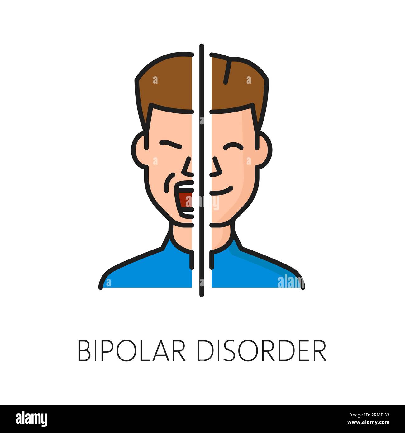 Bipolar disorder psychological disorder problem, mental health icon ...