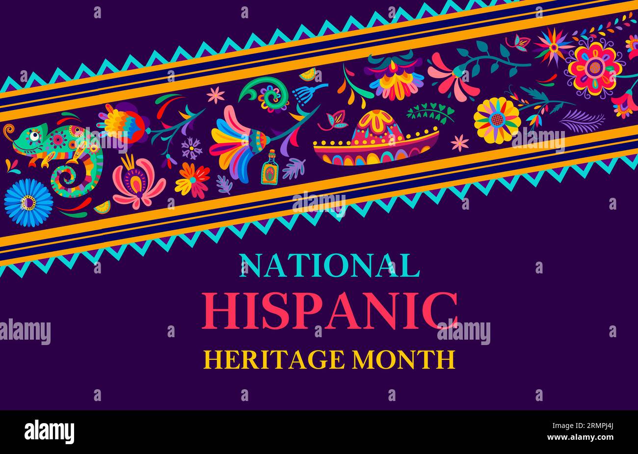 Decorative Tropical Flowers And Plants Pattern On National Hispanic