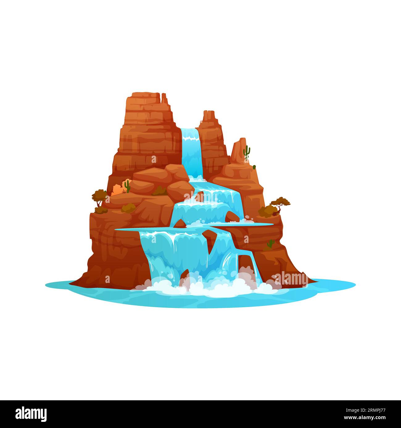 Cartoon wild west waterfall and water cascade with cascading liquid ...