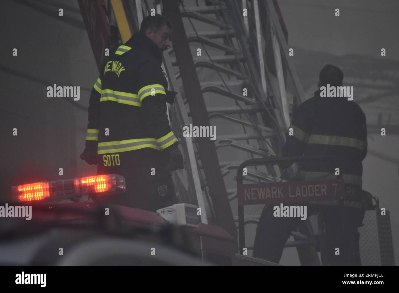 Newark, United States. 29th Aug, 2023. Firefighters battle the fire at ...