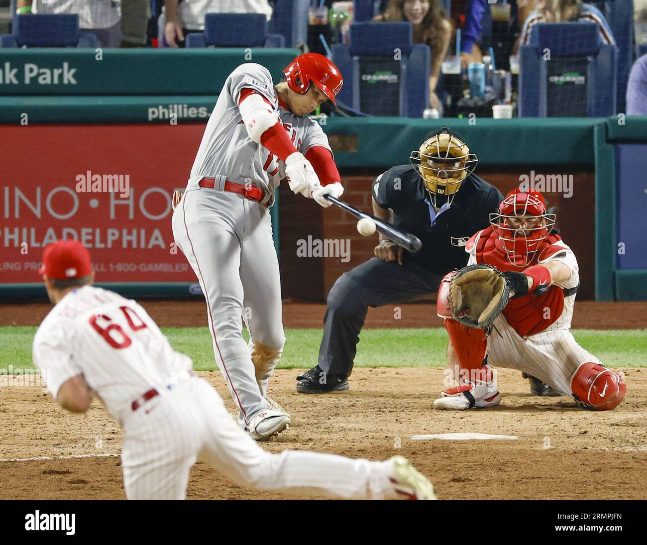 Shohei Ohtani of the Los Angeles Angels hits an RBI double off ...