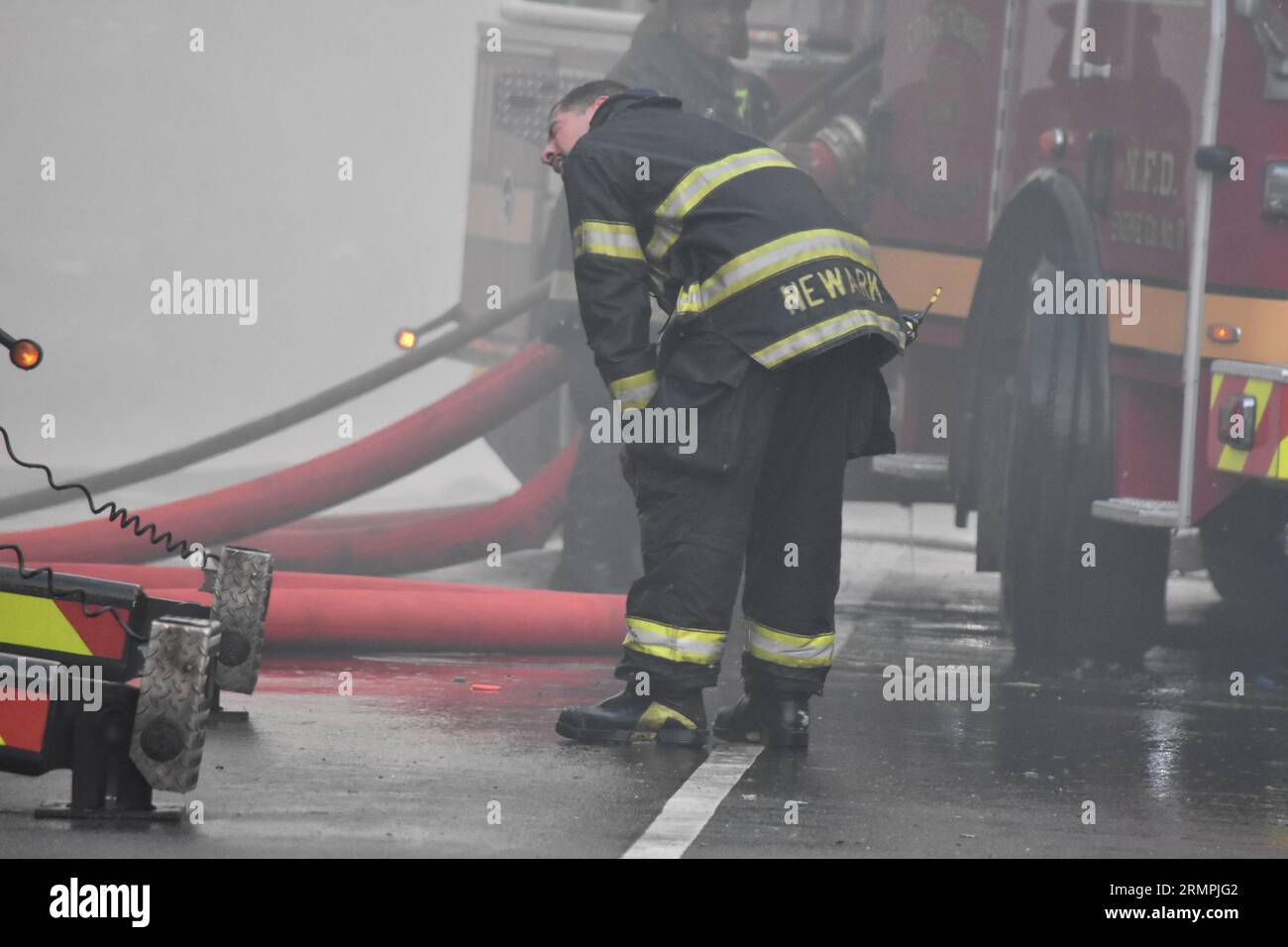 Newark, United States. 29th Aug, 2023. Firefighters battle the fire at ...