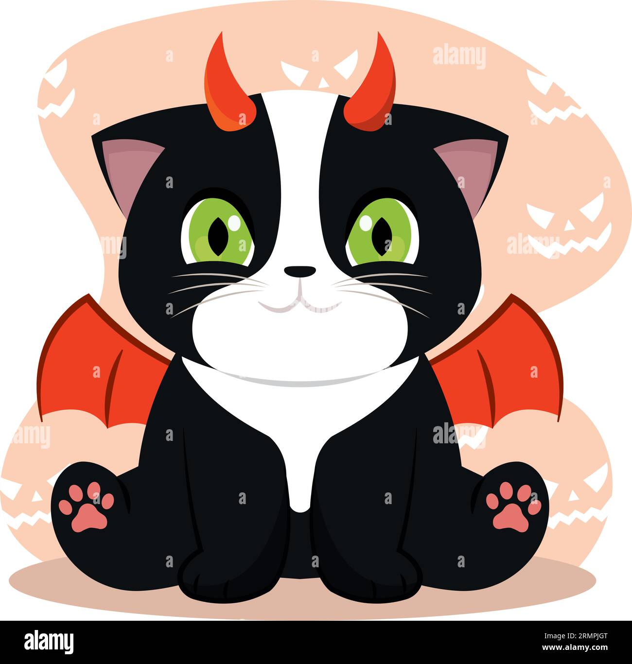 Isolated cute cat character with a demon costume Vector Stock Vector ...