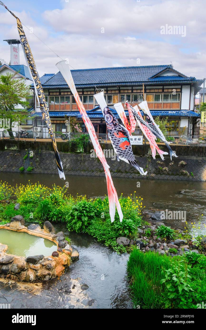Japan, Kyushu, Nagayu Onsen. Coi Banners Celebrate Boys Day, Honoring ...