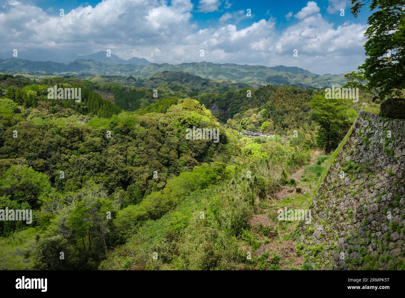 Japan, Kyushu. View from Oka Castle Grounds, Oita Prefecture Stock ...