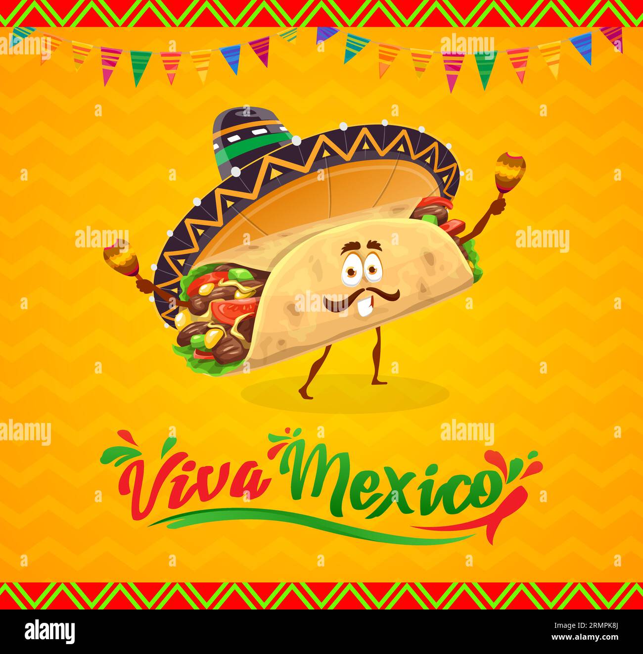 Cartoon mexican burrito character. Mexican holiday banner with funny ...