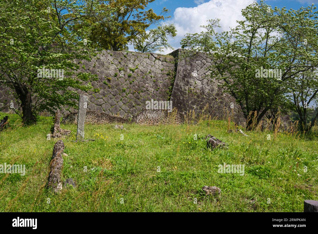 Japan, Kyushu. Walls of the Oka Castle Fortress, Oita Prefecture Stock ...
