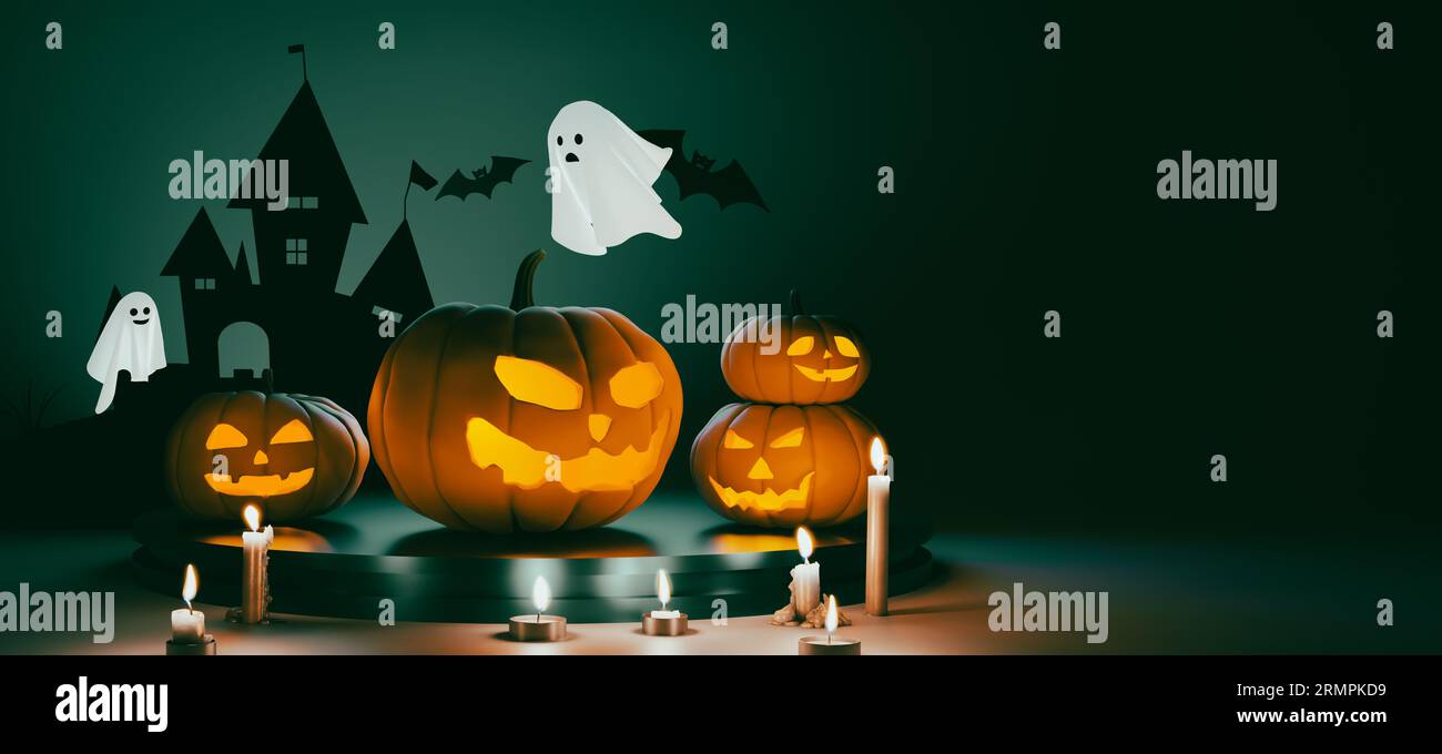Halloween concepts Jack O lantern backgrounds, 3d rendering Stock Photo ...