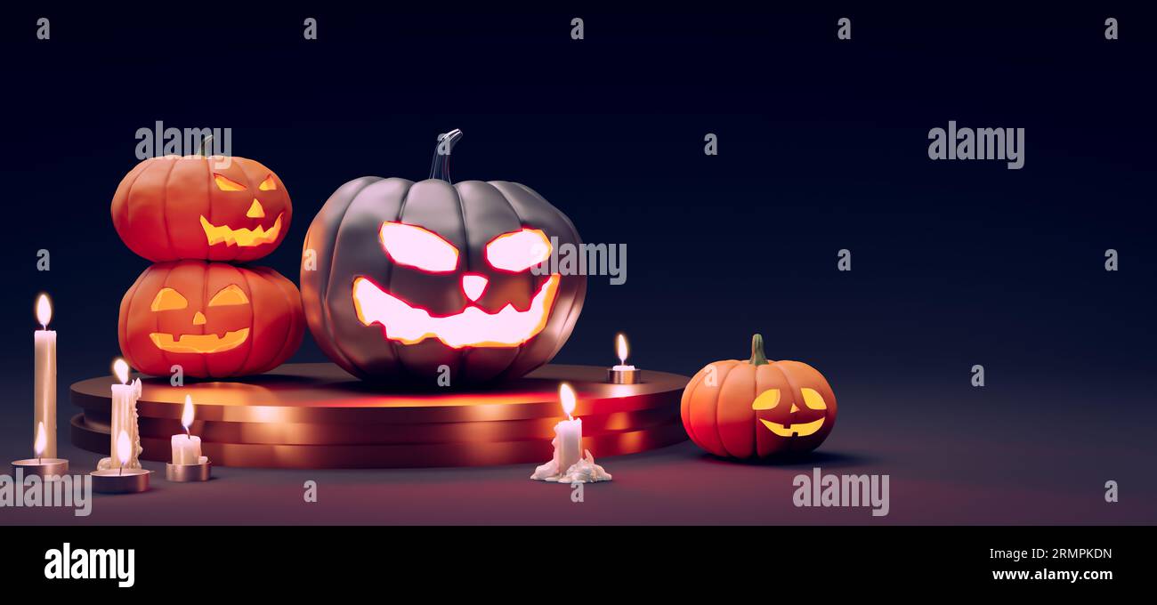 Halloween concepts Jack O lantern backgrounds, 3d rendering Stock Photo ...