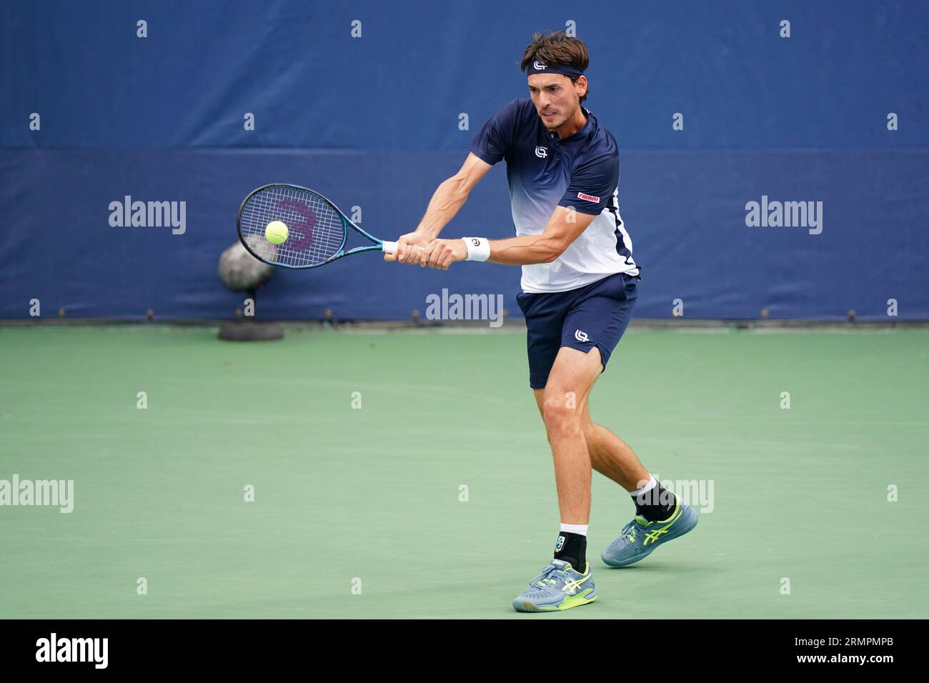 Andrea Huesler in action during a men's singles match at the 2023 US Open, Tuesday, Aug. 29 ...