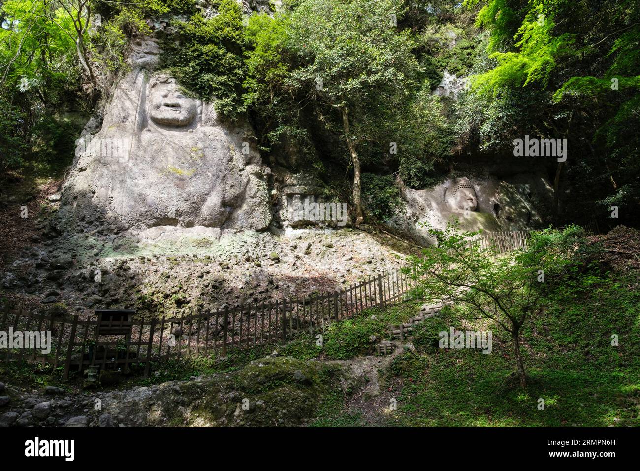Japan, Kyushu. Kumano Magaibutsu, Buddhist Stone Relief Carving of Fudo ...