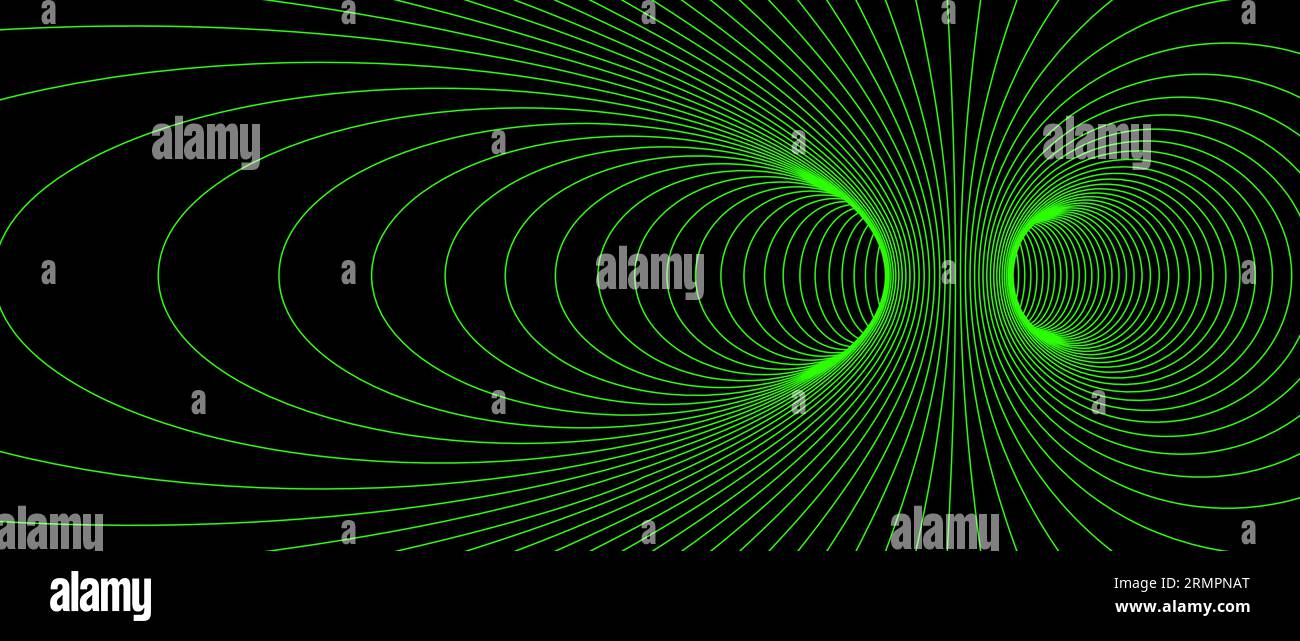 Wormhole wireframe structure. Neon geometric outline grid tunnel ...