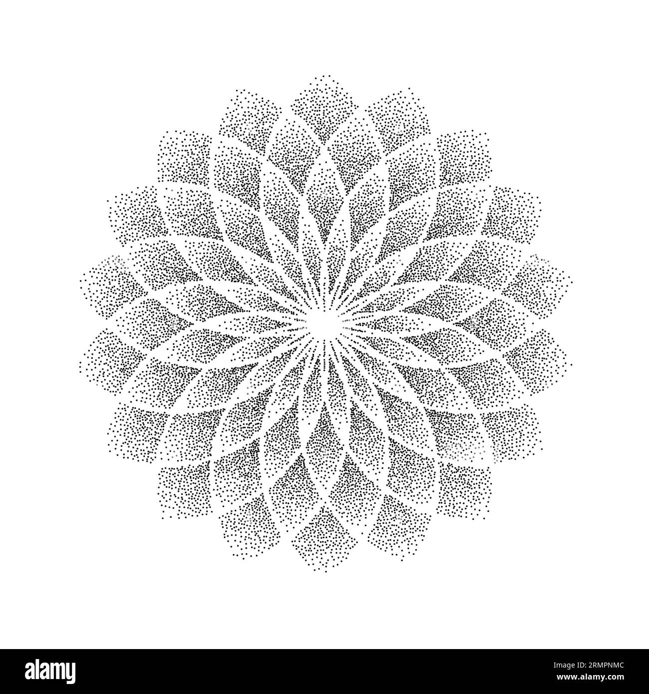 Stipple flower background. Dotted ornament mandala. Noise grain shape ...