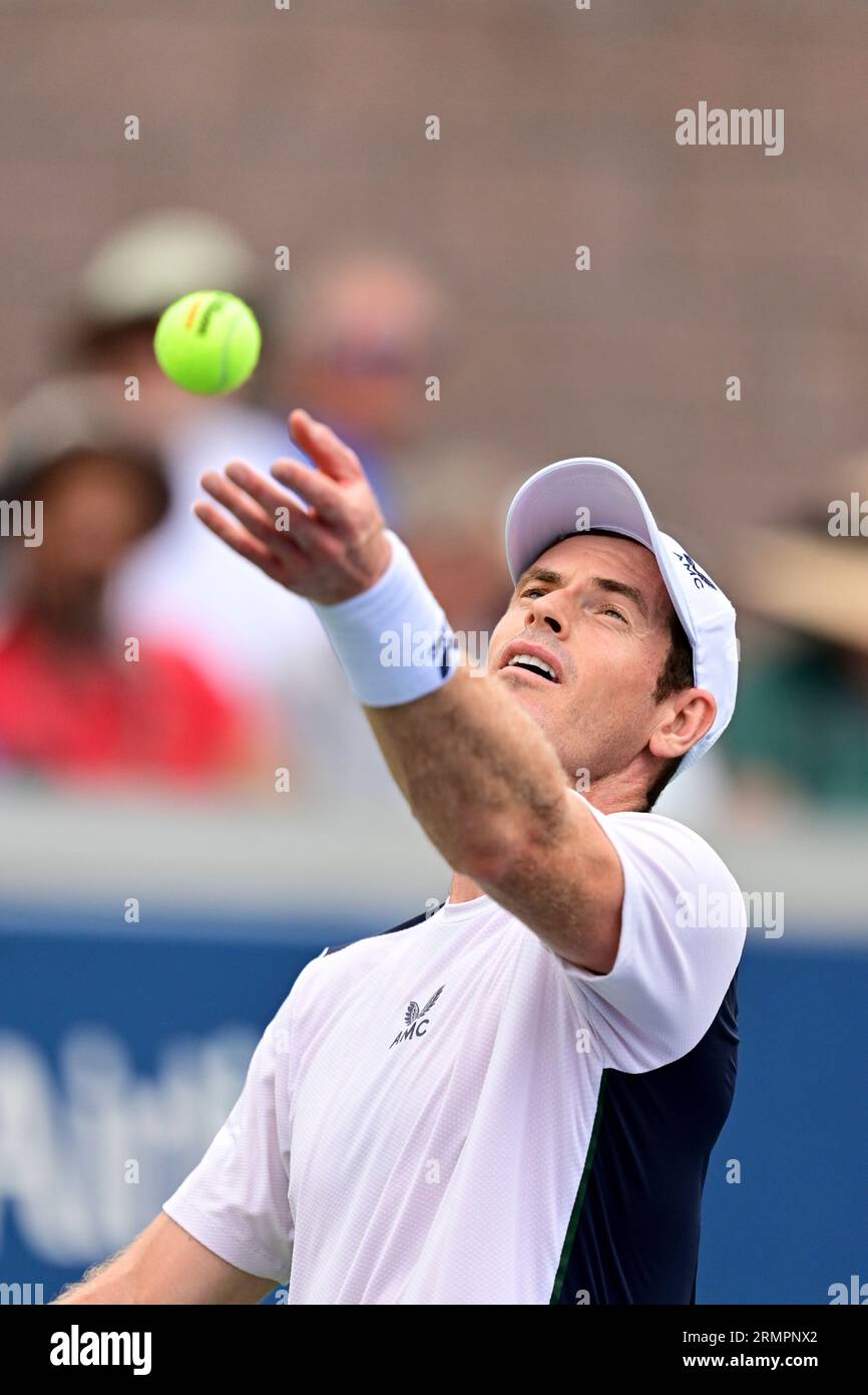 Andy Murray in action during a men's singles match at the 2023 US Open, Tuesday, Aug. 29, 2023 ...