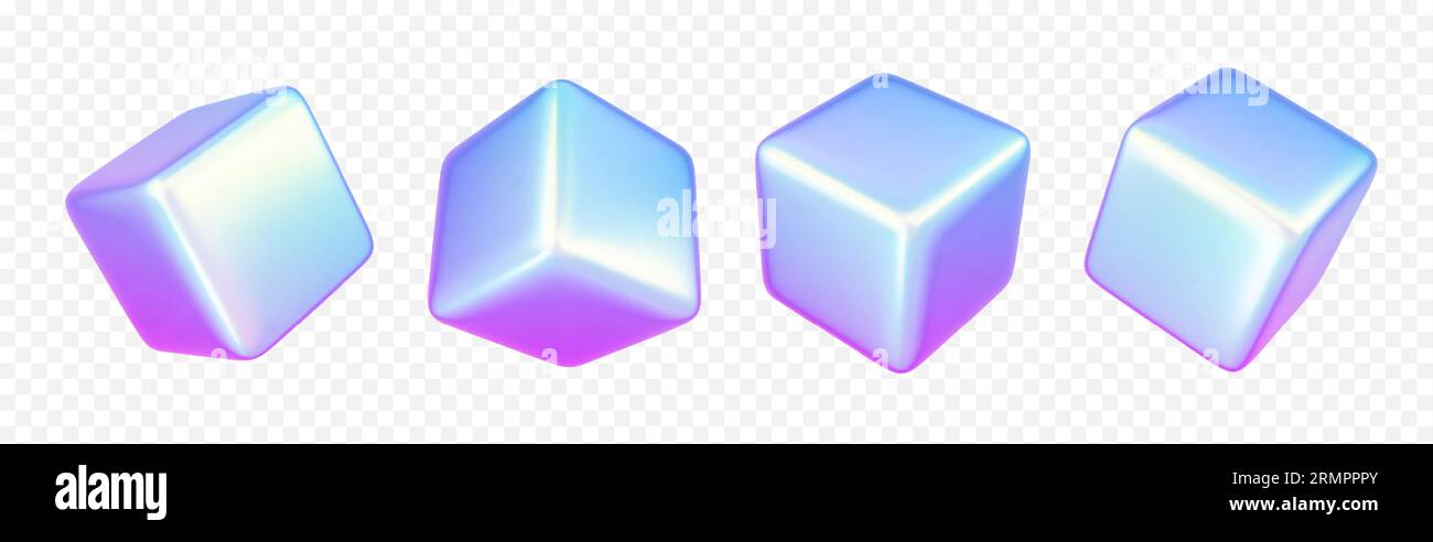 3d holographic cube shape abstract vector graphic isolated on ...