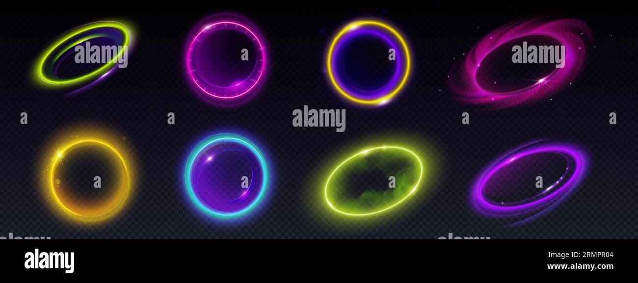 Realistic set of circular light flare effects isolated on transparent ...