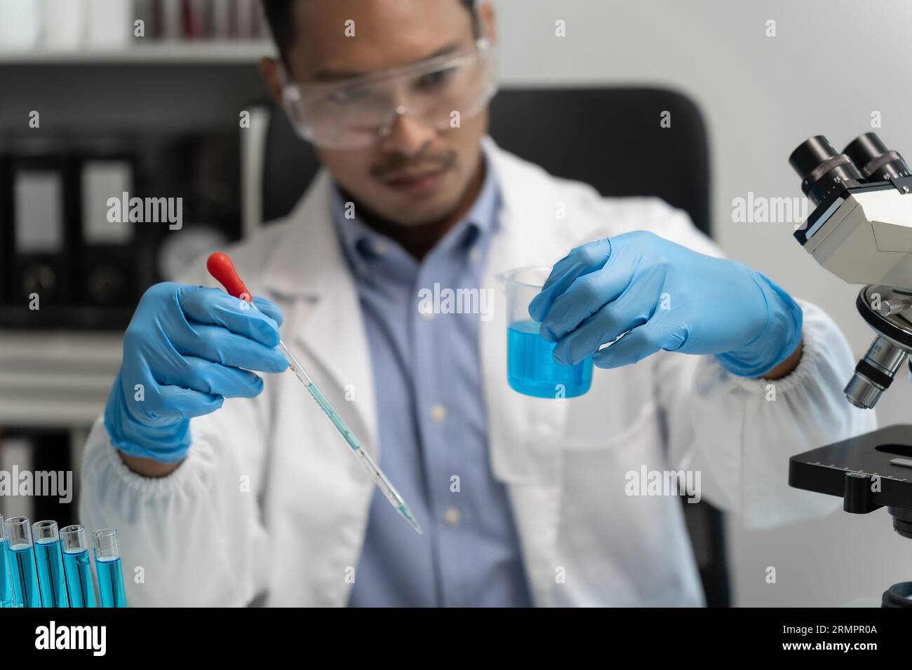 science testing substances biochemical research scientist working in a ...