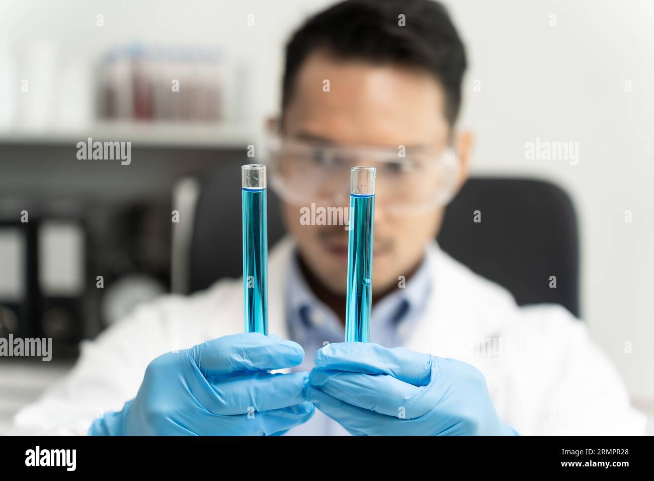 science testing substances biochemical research scientist working in a ...