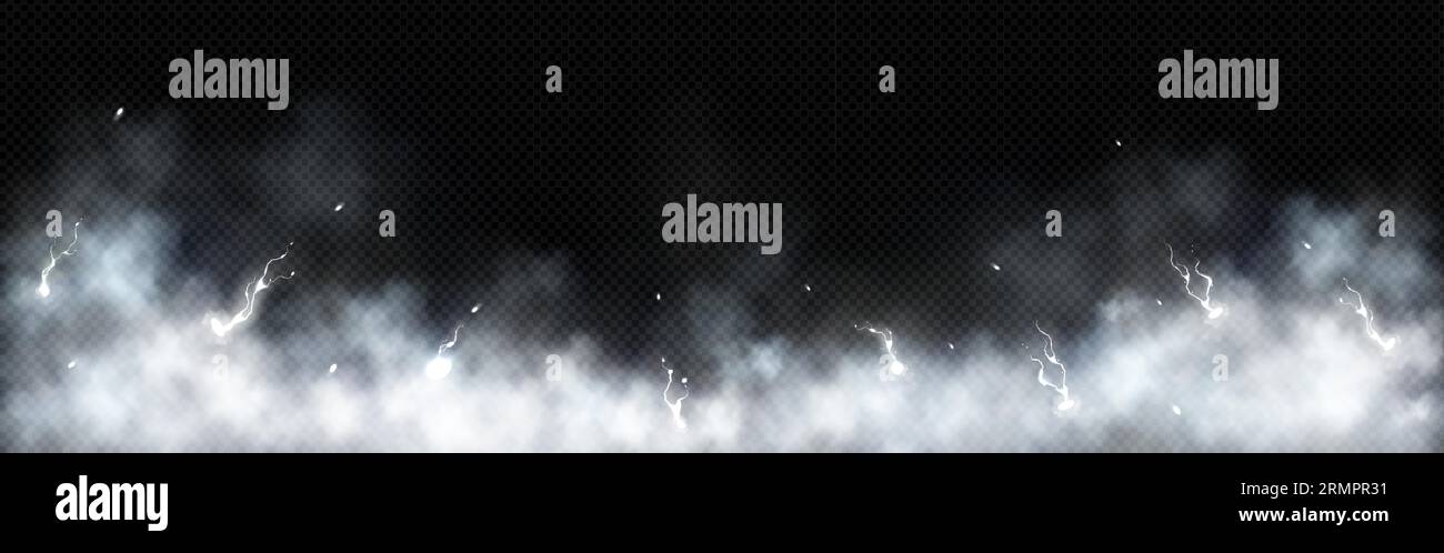 Border made of white smoke and lightning bolts with overlay effect ...