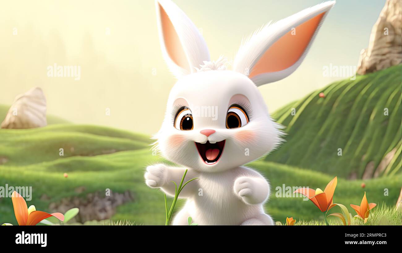 3D Cute Rabbit Illustration Stock Photo - Alamy