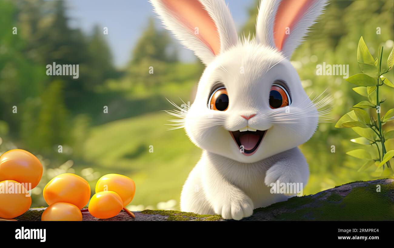 3D Cute Rabbit Illustration Stock Photo - Alamy