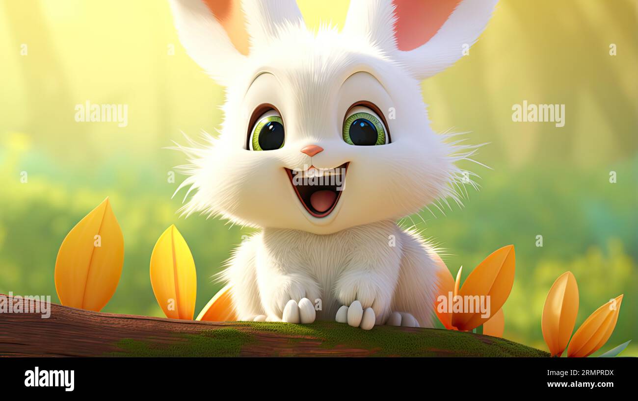 3D Cute Rabbit Illustration Stock Photo - Alamy