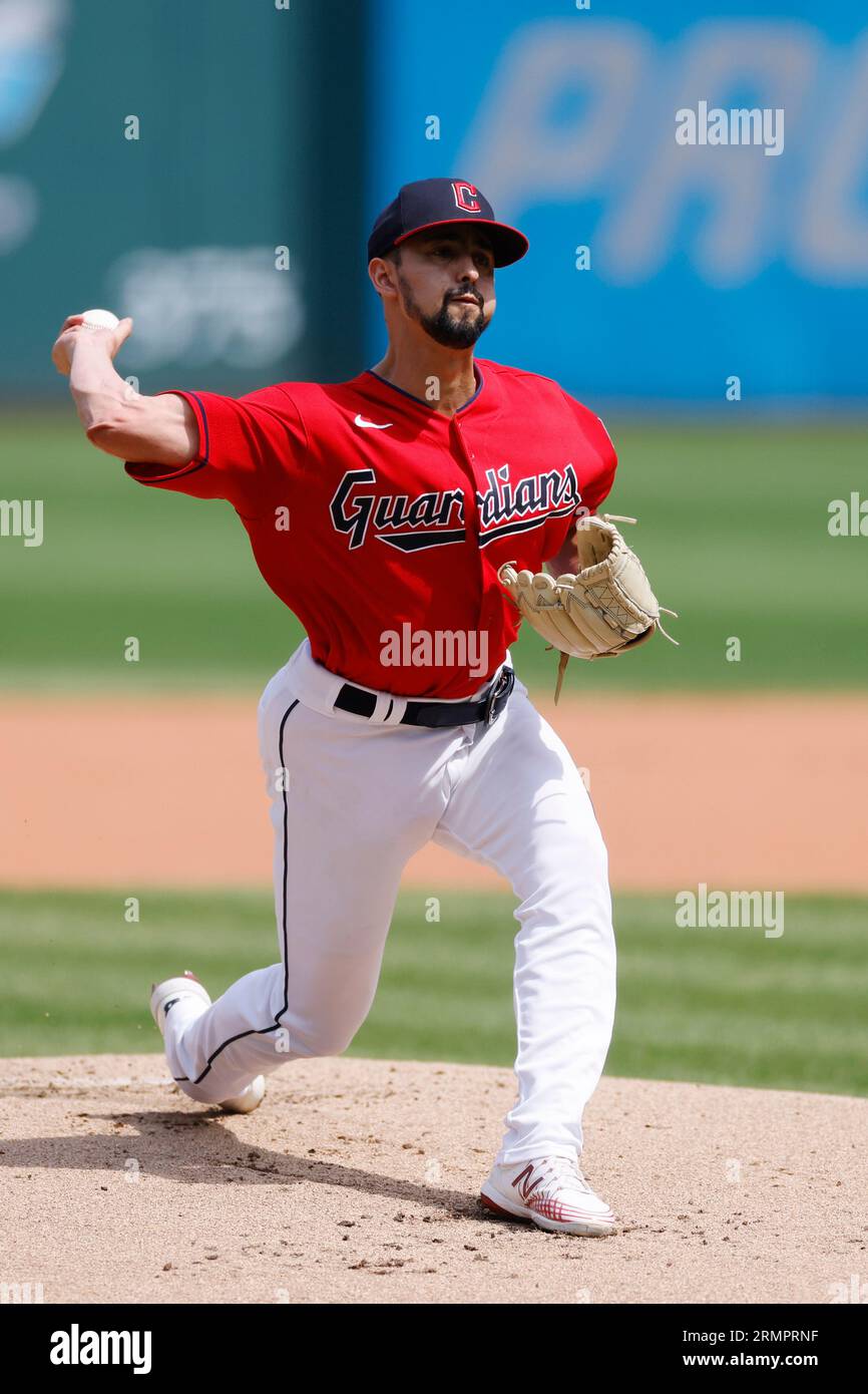 CLEVELAND, OH - AUGUST 24: Cleveland Guardians relief pitcher Nick ...