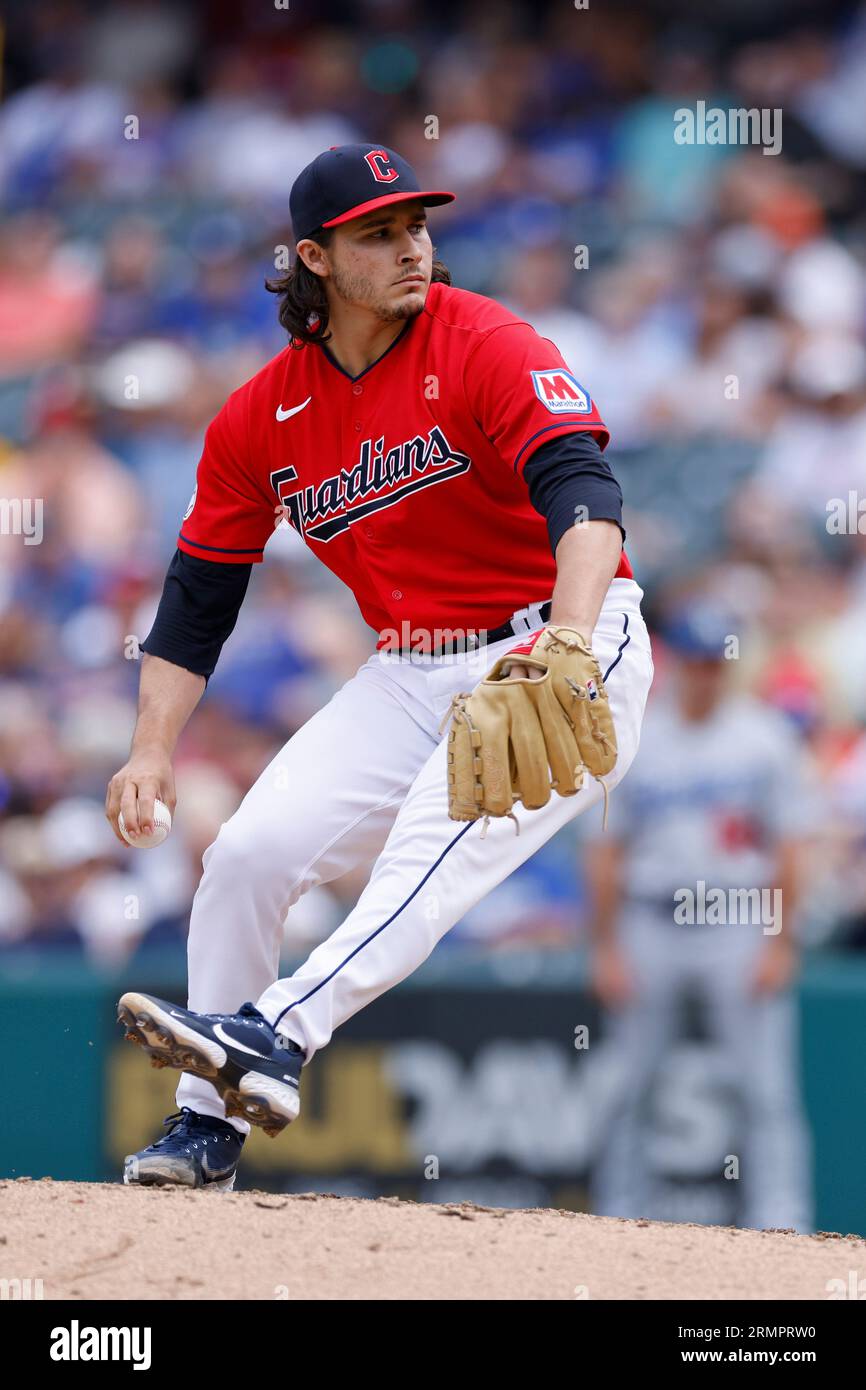 CLEVELAND, OH - AUGUST 24: Cleveland Guardians relief pitcher Eli ...