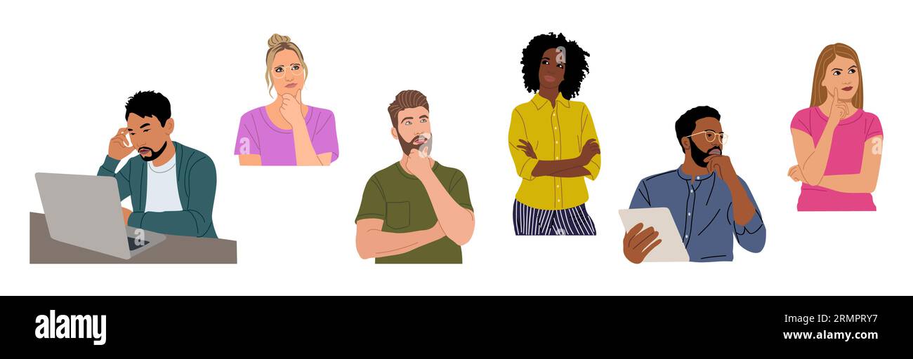 Thinking people vector characters set on white Stock Vector Image & Art ...